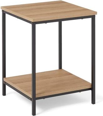 Amazon Basics Beistelltisch mit unterer Ablage, quadratisch, Nachttisch f&uuml;r Schlafzimmer, Wohnzimmer-Beistelltisch mit Stahlgestell, einfache Montage, 40 x 40 x 51c