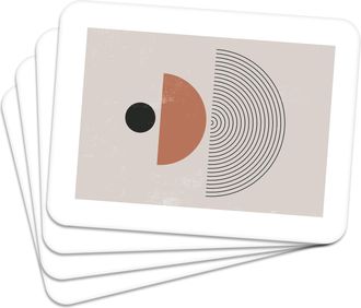 MG Design Set aus 4 Kork-Platzsets - Abstract Geometry 3 - 30 x 40 cm - hitzebeständig & abwischbar, mit Korkrückseite