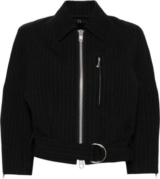 Yohji Yamamoto Gestreifte Jacke mit Reißverschluss - Schwarz