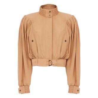 Chlo&eacute; Kurz gesmokte Jacke aus Baumwollpopeline - - Jackets - Damen - Beige - M