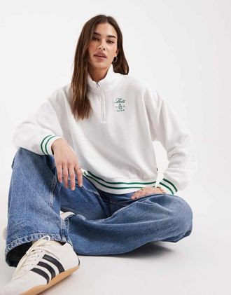 Levi's Sweat &agrave; bords c&ocirc;tel&eacute;s et demi-fermeture &eacute;clair - Blanc