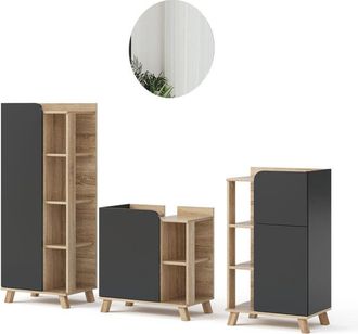 Vicco Ensemble de meubles de salle de bain Karen, Anthracite, 4 pi&egrave;ces