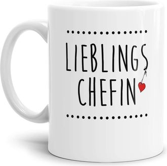 Tassendruck Chef-Tasse Lieblings Chefin Beruf/Boss/Lustig/Spruch/Geschenk-Idee/Arbeit/Büro/Weiss
