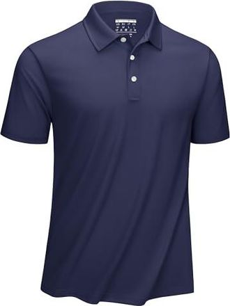 KEFITEVD Homme Respirant Manches Courtes Polos Polyester Séchage Rapide pour Hommes Casual Ajusté Tennis T-Shirt,Bleu Marine,XXL