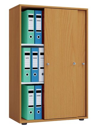 VCM B&uuml;roschrank mit 3 F&auml;chern | moderner Aktenschrank mit Schiebet&uuml;ren und Schloss | Ma&szlig;e ca. B. 70 x H. 111 x T. 40 cm - Lona 3-Fach abschlie&szlig;bar