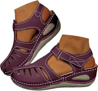 Generic Sandales orthop&eacute;diques pour femme - Bout ferm&eacute; - Soutien de la vo&ucirc;te plantaire - Sandales compens&eacute;es - Sangle de cheville ajour&eacute;e - L&eacute;g&egrave;res - Chaussur