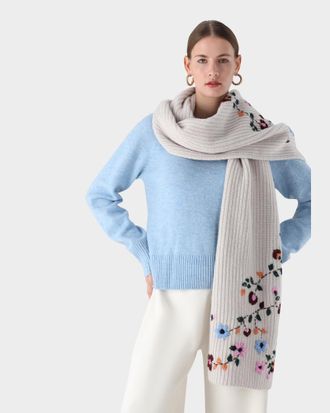 van Laack Schal mit handbestickte Bl&uuml;ten