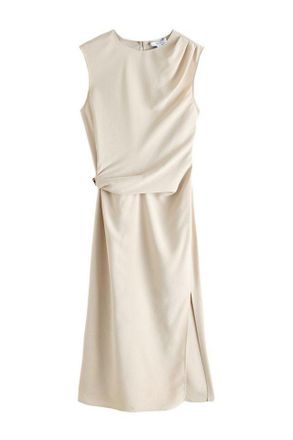 Next Midikleid Drapiertes Midikleid mit goldfarbenem Beschlag (1-tlg)