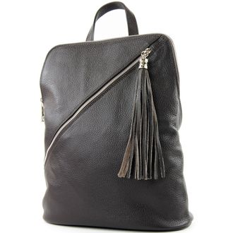 modamoda.de T161 Damen Leder Rucksack Handtasche handmade in Italy, Farbe:Dark Chocolate2021