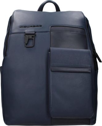 Piquadro Leather Backpack - - Bags - Herren - Blau - ONE SIZE