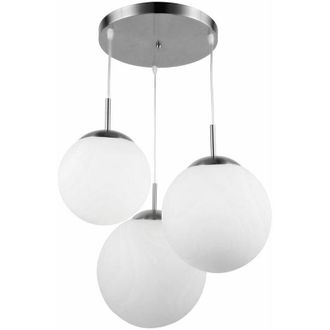 Globo Lighting H&auml;ngelampe Wohnzimmerleuchte Kugel Pendelleuchte Glas mit unterschiedlich gro&szlig;en Lampenschirmen, Metall, 3x led 8 w 806lm warmwei&szlig;, DxH 52x80 cm