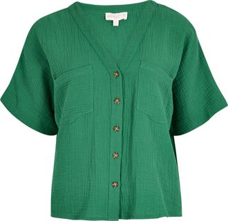 Apricot Textured V-Neck Blous