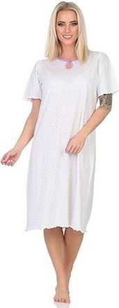 Normann Chemise de nuit &agrave; manches courtes pour femme - Aspect pois - &Eacute;galement en grande taille, lilas, 52-54