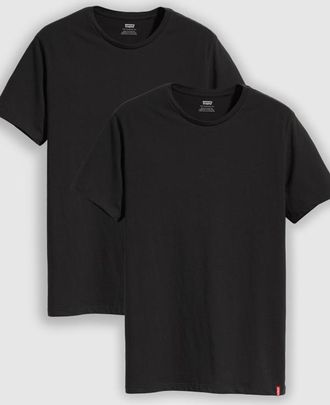Levi's T Shirt Slim &Agrave; Col Ras Du Cou Lot De 2 - Homme - Noir / Black - 2XL