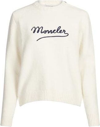 Moncler Pull brod&eacute; &agrave; col rond en coton m&eacute;lang&eacute;