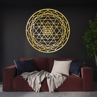 Generic Metall-Sri-Yantra-Wandkunst, Wanddekoration mit Heiliger Geometrie, Torus-Kunst, Metall-Kunstwerk-Dekoration, Moderne Skulptur, Heimdekoration f&uuml;r Woh