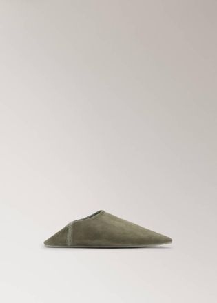 Mango Sabots en cuir d&eacute;tail couture kaki - Femme - 36 - MANGO