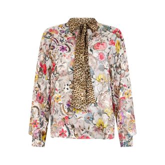 Roberto Cavalli Bluse mit Florentiner Blumenprint - - Blouses & Shirts - Damen - Beige - XS