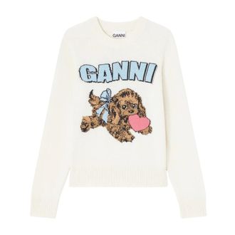 Ganni Damen, Strickwaren, Wei&szlig;, LGr&ouml;&szlig;e