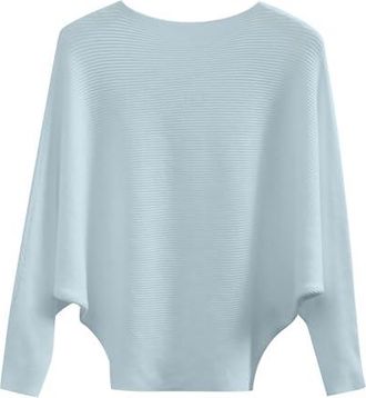 Generic Pull pour femme - Col rond - Coupe ajust&eacute;e - Uni - Ray&eacute; - Couleur unie - Confortable - Manches longues - Pull chaud en tricot fin pour lautomne, vert 