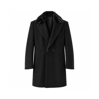 Hogan Manteau crois&eacute; avec col en fourrure - Homme - Manteaux - Noir - Taille: XL