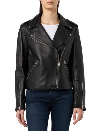 HUGO BOSS Damen Lujana Leather_Jacket, Black1, XS EU