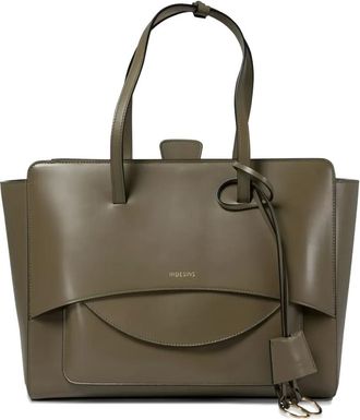 Hidesins sac cabas en cuir &agrave; rabat - Vert