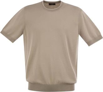 PESERICO Homme, Tops, Beige, Taille: L T-Shirt en Fil de Pur Coton