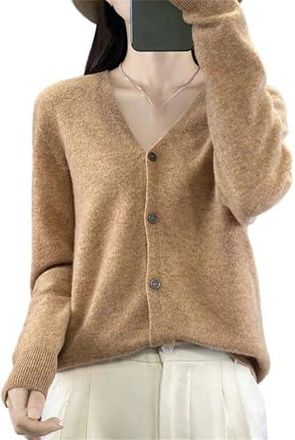 Generic Pull dhiver en % laine m&eacute;rinos pour femme - Col rond - Solide - D&eacute;contract&eacute; - Cachemire - Doux, Camel dor&eacute;, Taille XL