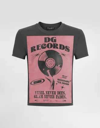 Dolce & Gabbana Jersey T-shirt With Print - Frau T-shirts Und Sweatshirts Grau 48