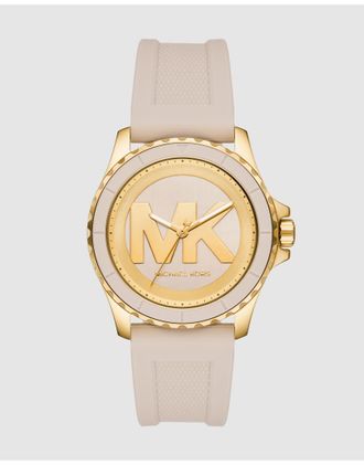 Michael Kors Everest Dreizeigeruhr aus grauem Silikon in Gold