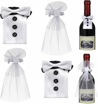 Soimiss 2 Paar Braut Und Bräutigam Wein Flasche Abdeckungen Wein Flasche Hochzeit Geschenke Spaß Wein Flasche Deckt Hochzeit Tisch Mittelstücke Dekorationen