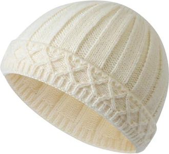 Generic Bonnet Femme Hiver Bonnet Femme Chapeau Femme Hiver Confortable Classique - Tricot Hiver Bord Roulott&eacute; &Eacute;pais, Protection Oreilles Thermique, Parfait p