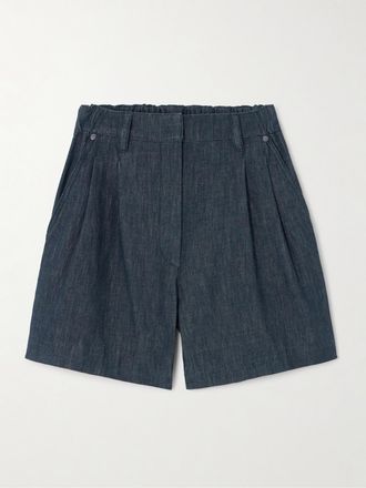 Brunello Cucinelli Short En Jean &Agrave; Plis - Bleu