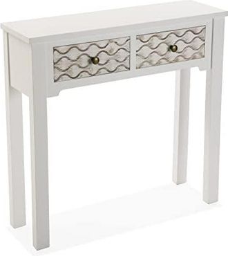 VERSA Safira Meuble dEntrée Étroit pour Entrée ou Couloir, Table Console, avec 2 tiroirs, Dimensions (H x l x L) 79 x 25 x 80 cm, Bois, Couleur: Blanc et Ma