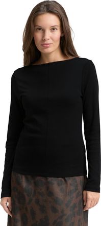 Tom Tailor Damen 1048952 Slim Fit Langarmshirt, 14482 - Deep Black, M EU