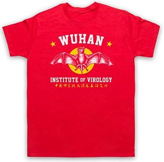 My Icon Art and Clothing Wuhan Institute of Virology Parody Logo T-Shirt des Hommes, Rouge, 5XL