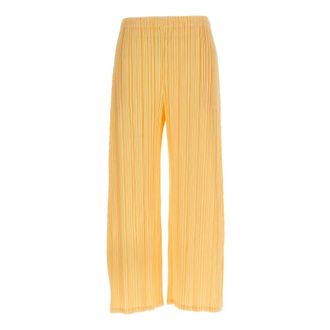 Issey Miyake Mellow Pleats Hose - - Trousers - Damen - Gelb - 2XL