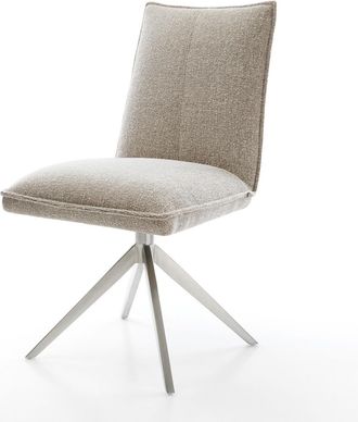 DELIFE Drehstuhl Lelio-Flex Webstoff Soft Beige Kreuzgestell breit Edelstahl 360&deg; drehbar Wippfunktion Taschenfederkern, Esszimmerst&uuml;hle