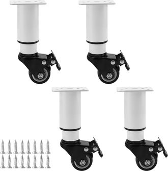 Generic Set Mit 4 Verstellbaren M&ouml;belf&uuml;&szlig;en Aus Metall Mit Rollen Schrauben, F&uuml;r Schr&auml;nke/Sofas/Betten/Kommoden/Couches, Robuste DIY-Ersatzf&uuml;&szlig;e Couchtische(Wei