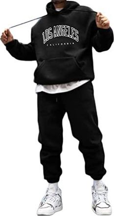 Minetom Vêtement De Sport Homme Survêtement 2 Pièces Ensemble Jogging Lettre Imprimée Sweats À Capuche Manches Longues Pantalon Décontracté Tenue De Couple A 