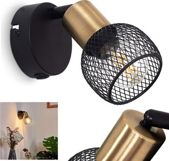 HOFSTEIN Wandleuchte Cairns Wandlampe aus Metall schwarz und gold, Retro/Vintage Zimmerlampe, Schalter am Gehäuse 1-flammig, 1 x E14, Leuchtenkopf ist schwenkb