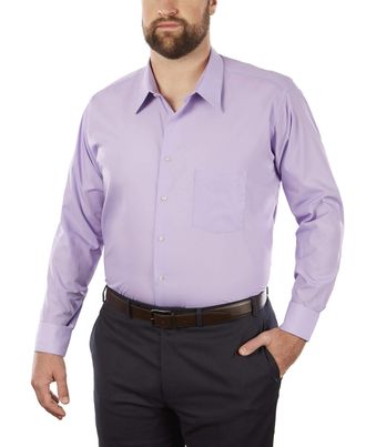 Van Heusen Herren Big Fit Popeline Solid (Groß und Hoch) Klassisches Hemd, Lavendel, 56 cm Hals 86 cm-89 cm Ärmel