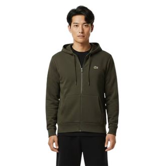 Lacoste Basic Hoodie mit durchgehendem Rei&szlig;verschluss f&uuml;r Herren, Baumwollmischung (Khakigr&uuml;n)