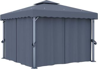 vidaXL Vidaxl - Tonnelle avec rideau 3x3 m Anthracite Aluminium