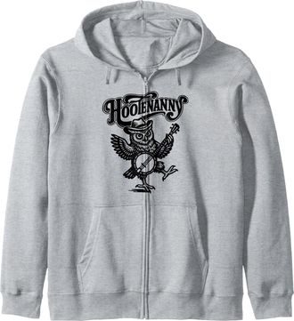 Giant Step Design Co. Hootenanny! Funny Banjo Owl Country Bluegrass Cottagecore Kapuzenjacke