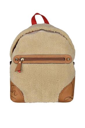 Christian Louboutin Rucks&auml;cke - Shearling Backpack With Camel Leather Accents - Gr. unisize - in Braun - f&uuml;r Damen