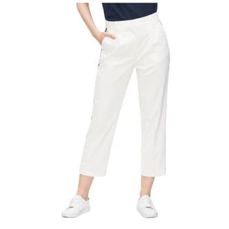 Tommy Hilfiger Gestreifte Kn&ouml;chellange Hose - - Trousers - Damen - Wei&szlig; - XS