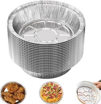 Generic Untersetzer F&uuml;r Airfryer Korb - 50 St&uuml;ck Aluminiumfolie Bl&auml;tter | &Ouml;lbest&auml;ndige Runde Airfryer Kochplatte Untersetzer | Geeignet F&uuml;r Backgeschirr Mikro