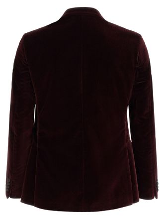 Pal Zileri Cotton Velvet with Satin Peak Lapels Blazer - Burgundy